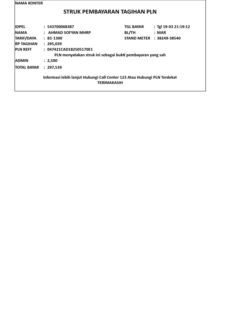 Struk Listrik, Telepon | PDF