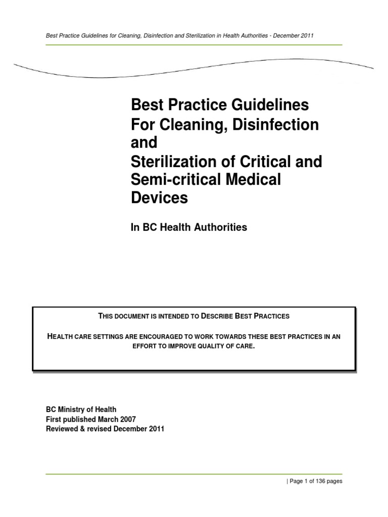 Best Practice Guidelines For Cleaning Di | PDF | Medical Device ...