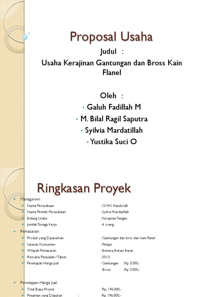 Proposal Usaha Judul Usaha Kerajinan Gan PDF | PDF