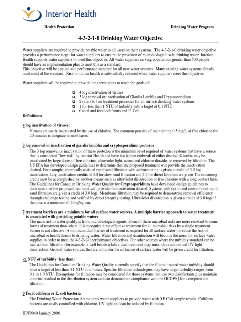 Drinking Water Objective | PDF | Drinking Water | Water Purification