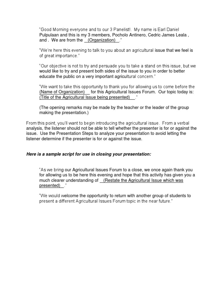 Here Is A Sample Script For Use in Closing Your Presentation | PDF