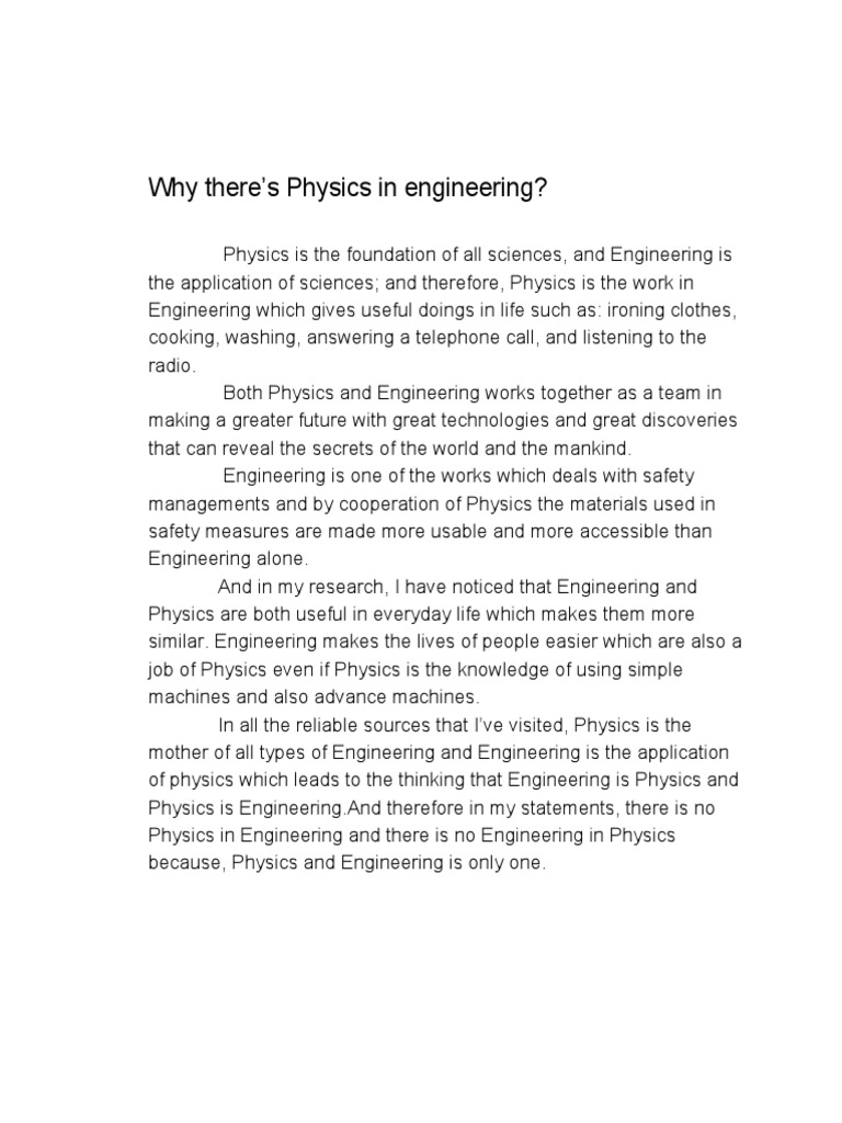 Why There's Physics in Engineering? | PDF