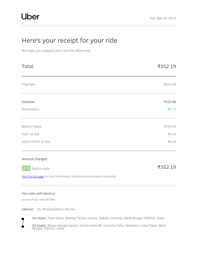Uber Reciept | PDF