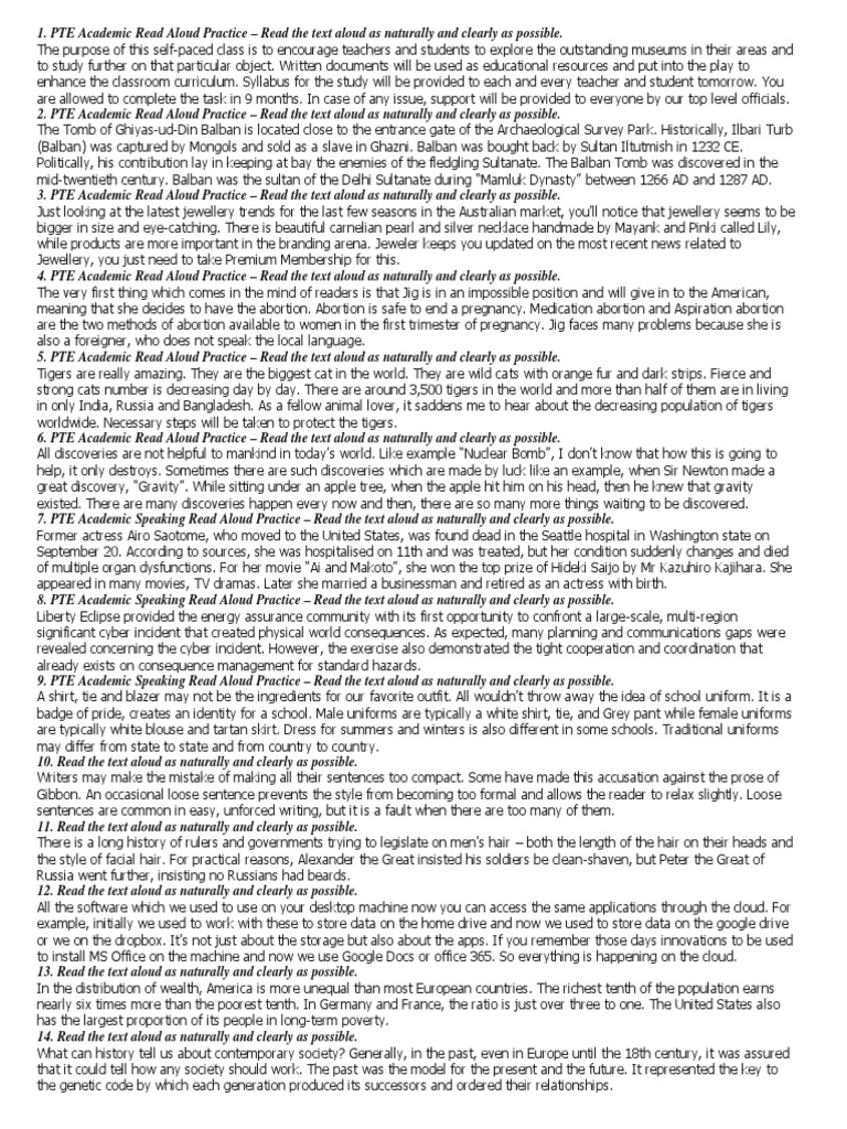 PTE Read Aloud | PDF | Abortion | Foods