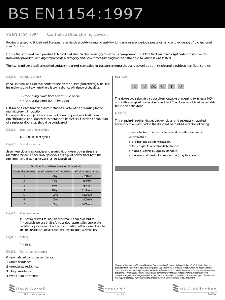 BSEN1154 | PDF | Door