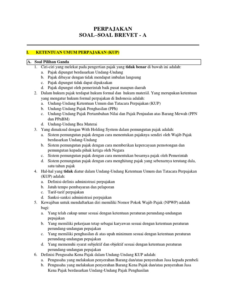 Soal Brevet A | PDF | Pengelolaan Keuangan & Uang