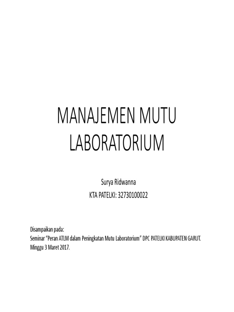 Manajemen Mutu Laboratorium | PDF