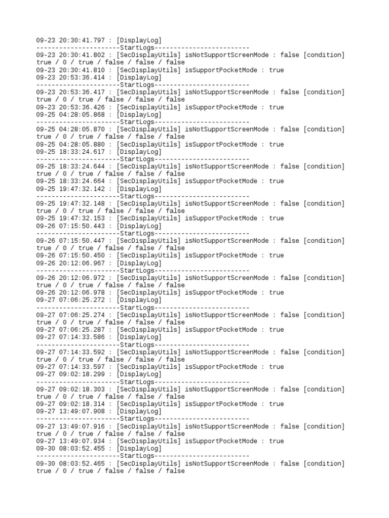 Device display logs showing screen mode and pocket mode checks | PDF ...