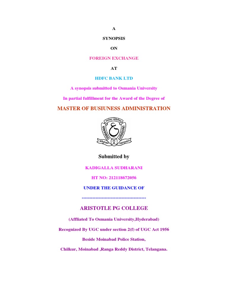 Analysis of Foreign Exchange Operations at HDFC Bank: Insights from a ...