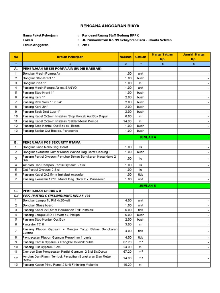 Rab Ged. A, H, Lampu Taman BPPK (Gabungan) | PDF