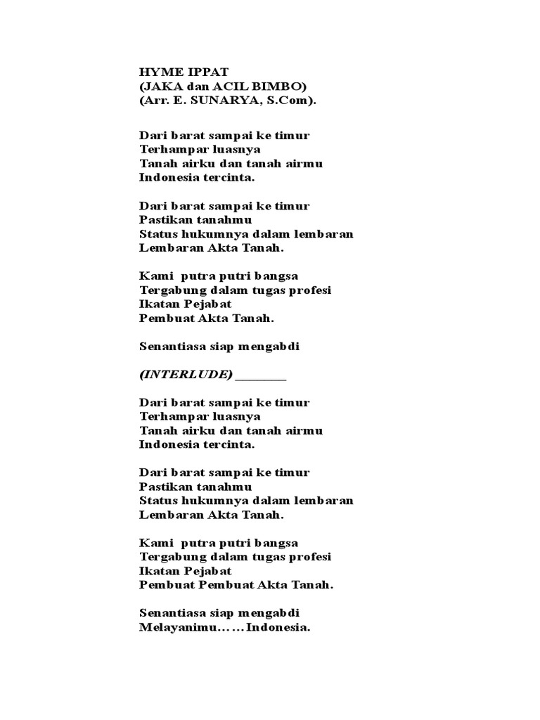 Hymne Ippat (Lirik) | PDF | Perjalanan | Kajian Bahasa Asing