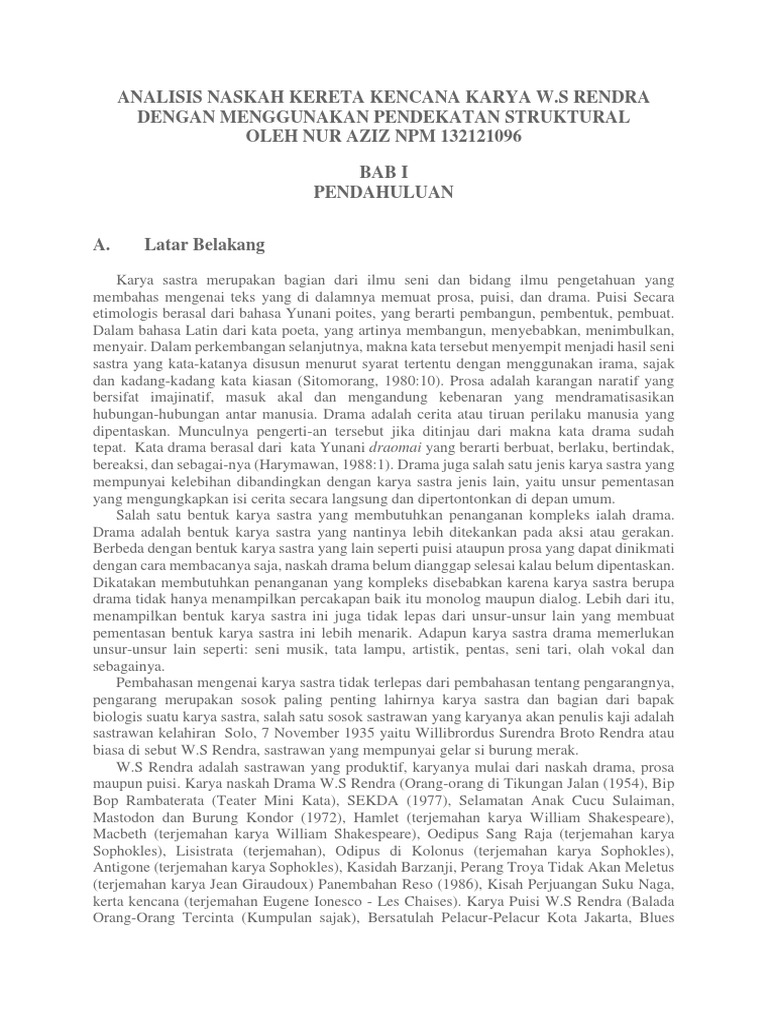 Analisis Naskah Kereta Kencana Karya Ws Rendra | PDF