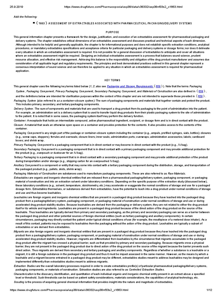 Usp 1663 | PDF | Packaging And Labeling | Pharmaceutical Formulation