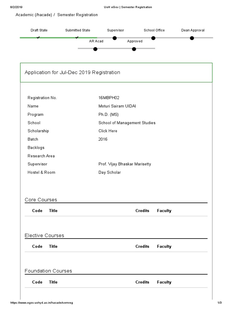 UoH Semester Registration Process | PDF | Business