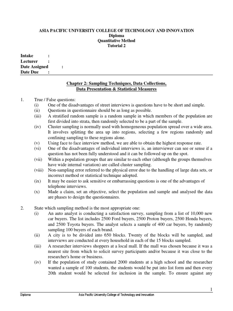 Researcher Interviews Mall Shoppers | PDF | Sampling (Statistics ...