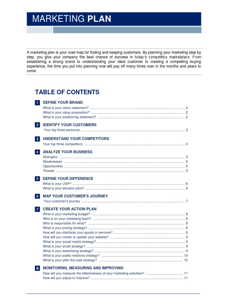 Comprehensive Marketing Plan Guide | PDF | Marketing | Brand