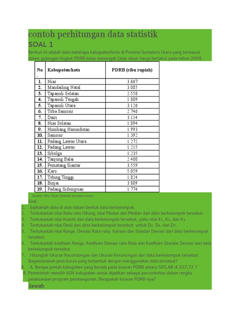 Contoh Perhitungan Data Statistik Dengan Data Real | PDF