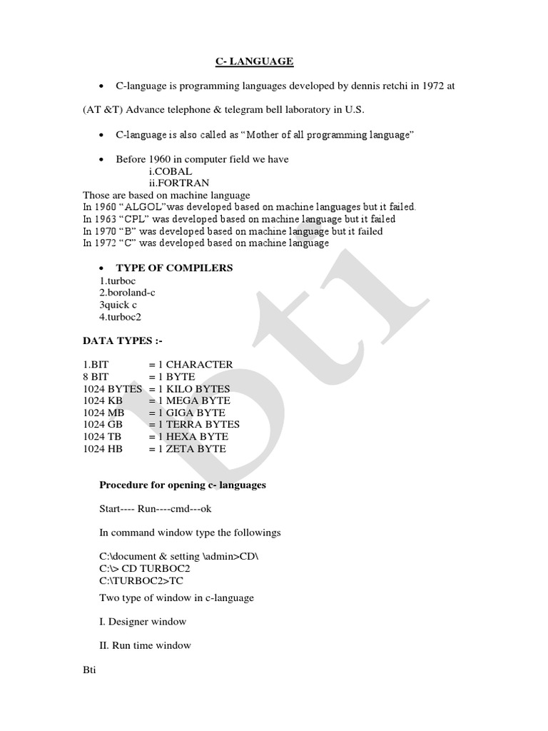 Cprogramming Notes | PDF | Array Data Structure | Variable (Computer ...