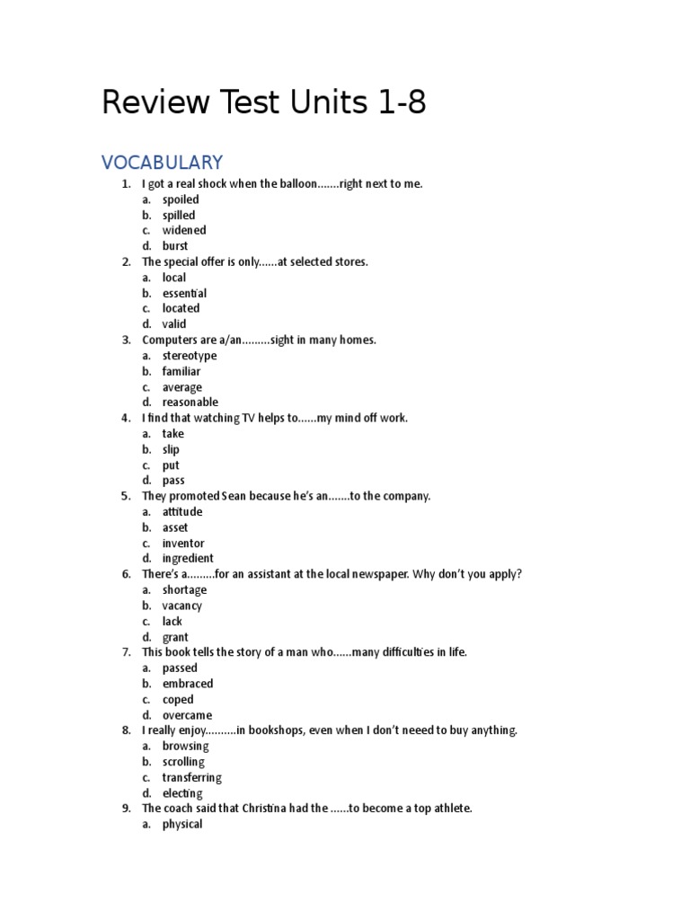 Review Test Unit 1 | PDF | Business