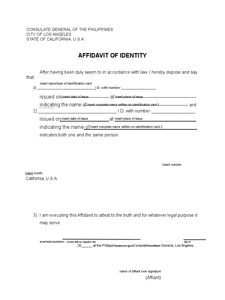 Affidavit of Identity 01 | PDF