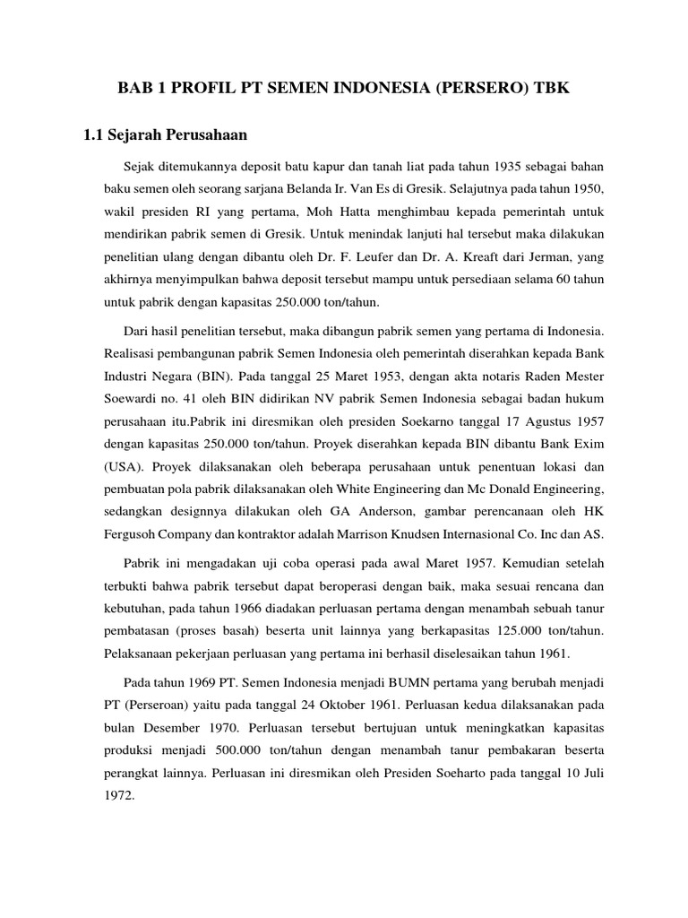 Profil PT Semen Indonesia (Persero) Tbk | PDF | Griya & Taman ...