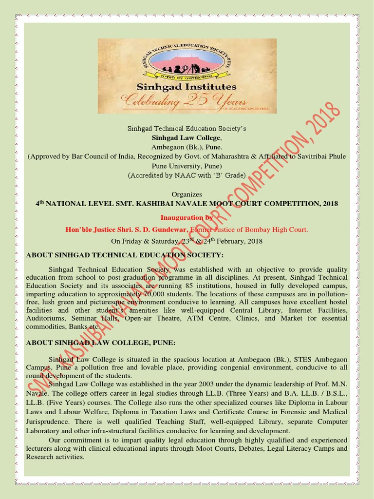 Sinhgad Law College,: Inauguration by Hon'ble Justice Shri. S. D ...