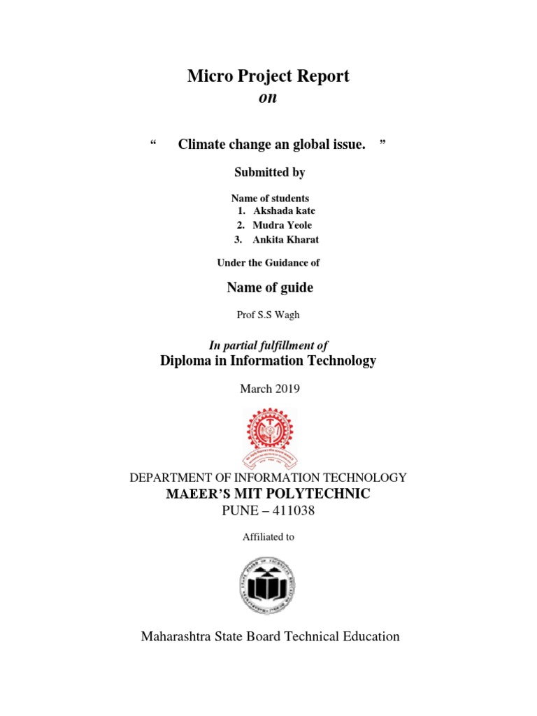 Micro Project Report: " Climate Change An Global Issue. " | PDF ...