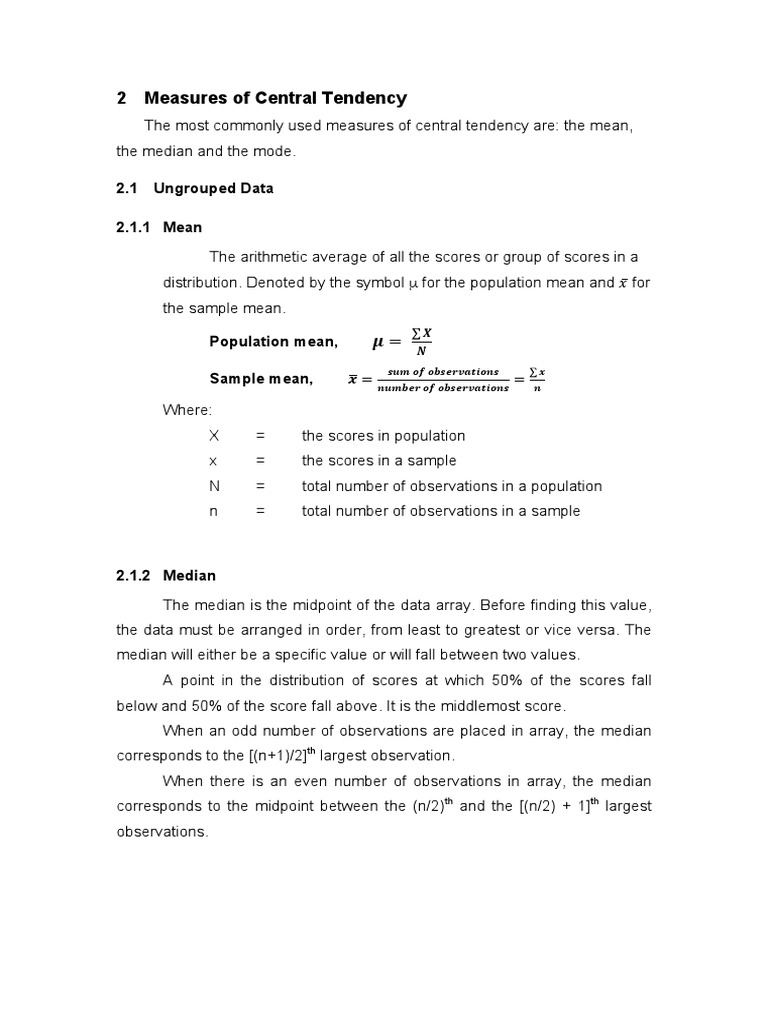 Central Tendency & Variability Guide | PDF | Skewness | Probability Theory