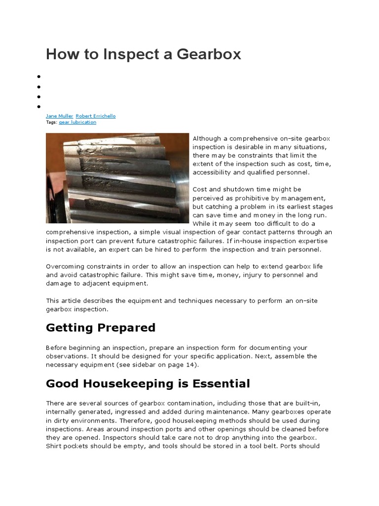 Gearbox Inspection Techniques Guide | PDF | Gear | Bearing (Mechanical)