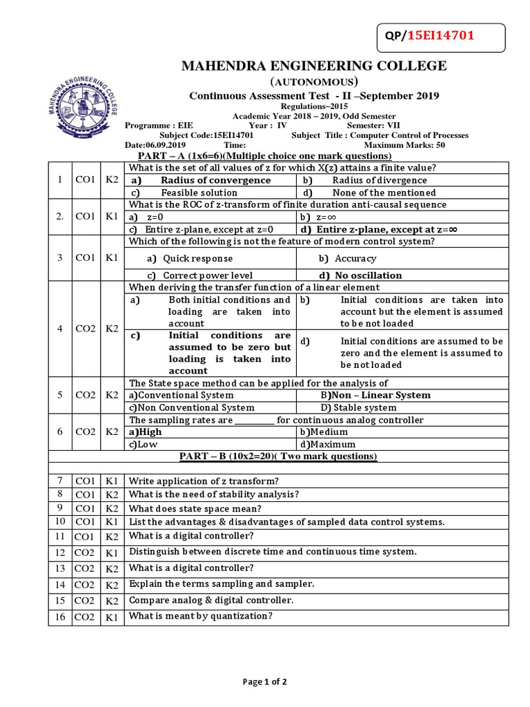 CCP Test 2 QP | PDF | Mathematical Analysis | Analysis