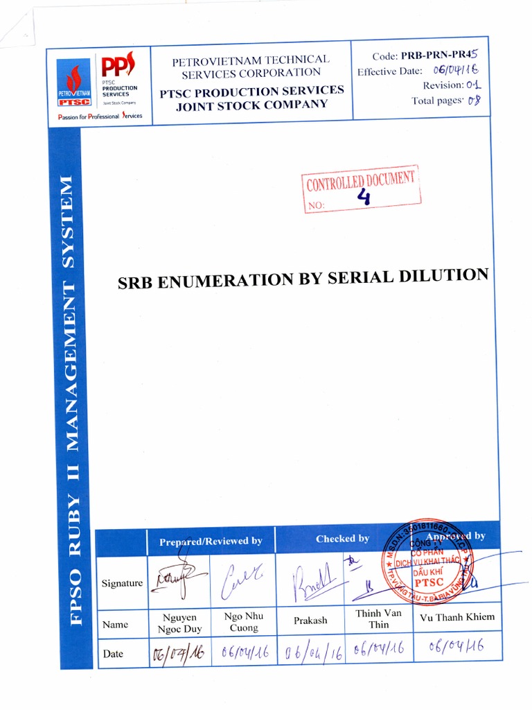 PRB-PRN-PR45 SRB Enumeration by Serial Dilution (Rev.01) | PDF ...