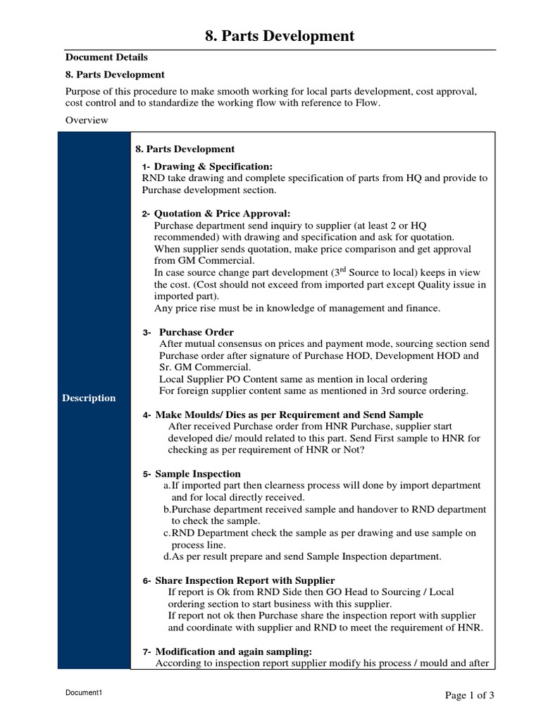 8.parts Development | PDF | Specification (Technical Standard) | Business