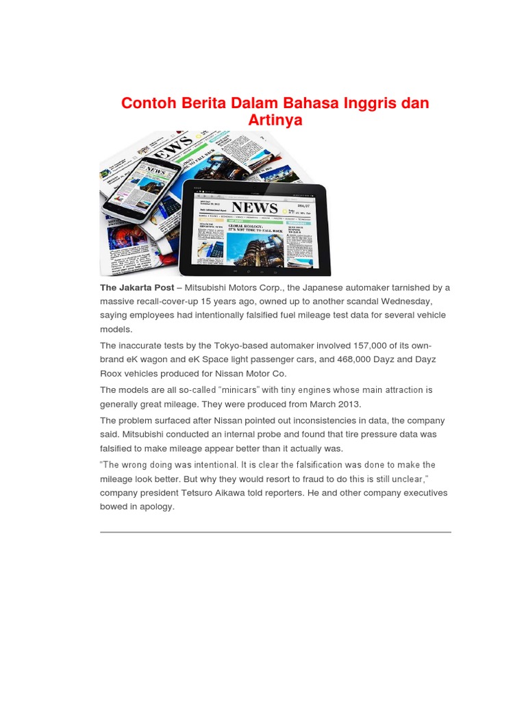 Contoh Berita Dalam Bahasa Inggris Dan Artinya | PDF