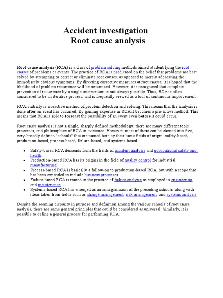Accident Investigation Root Cause Analysis | Download Free PDF ...