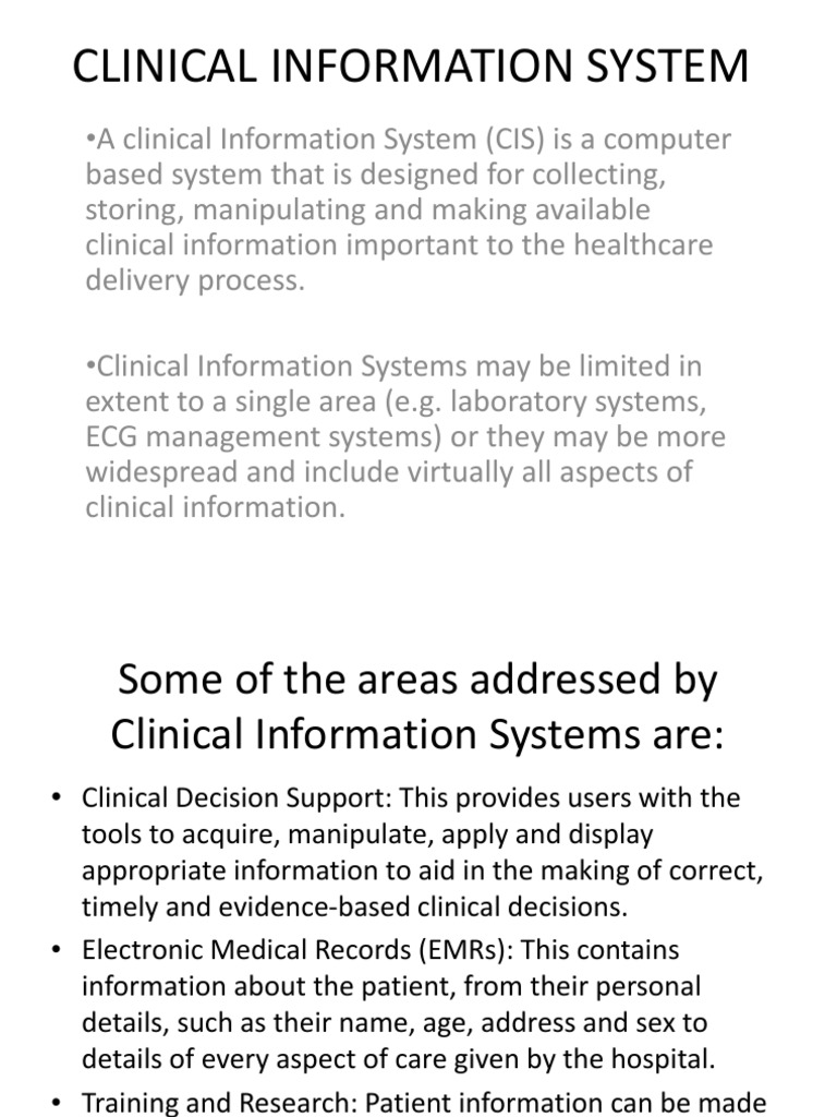 Overview of Clinical Information Systems | PDF | Computers