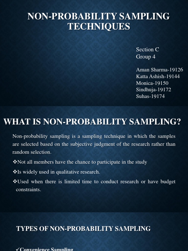 Non-Probability Sampling Techniques - REPORT | PDF