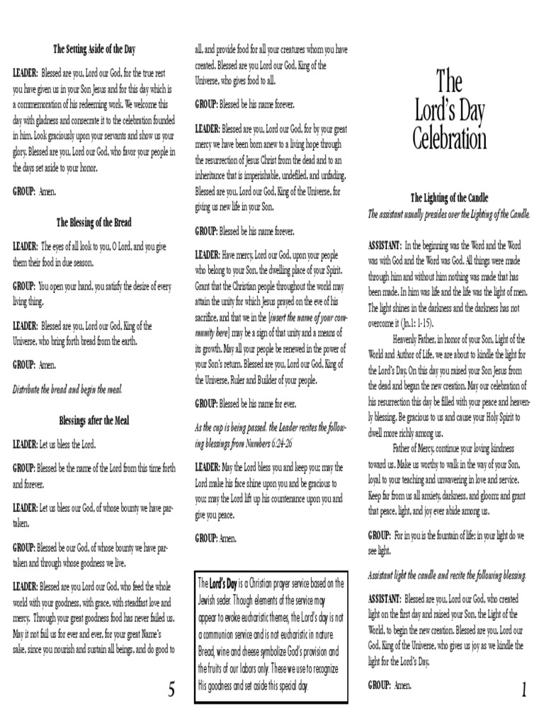 The Lord's Day Celebration | PDF | Grace In Christianity | Jesus