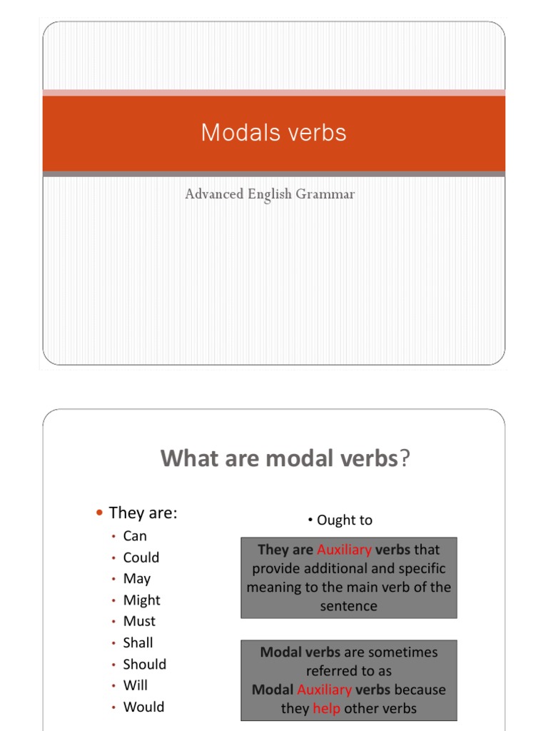 Modals Verbs: Advanced English Grammar | PDF | Verb | Linguistic Morphology