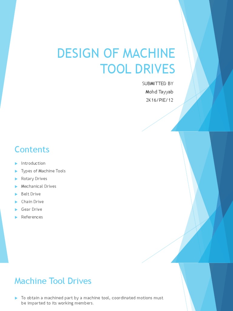 Machine Tool Drive Design Overview | PDF | Belt (Mechanical ...