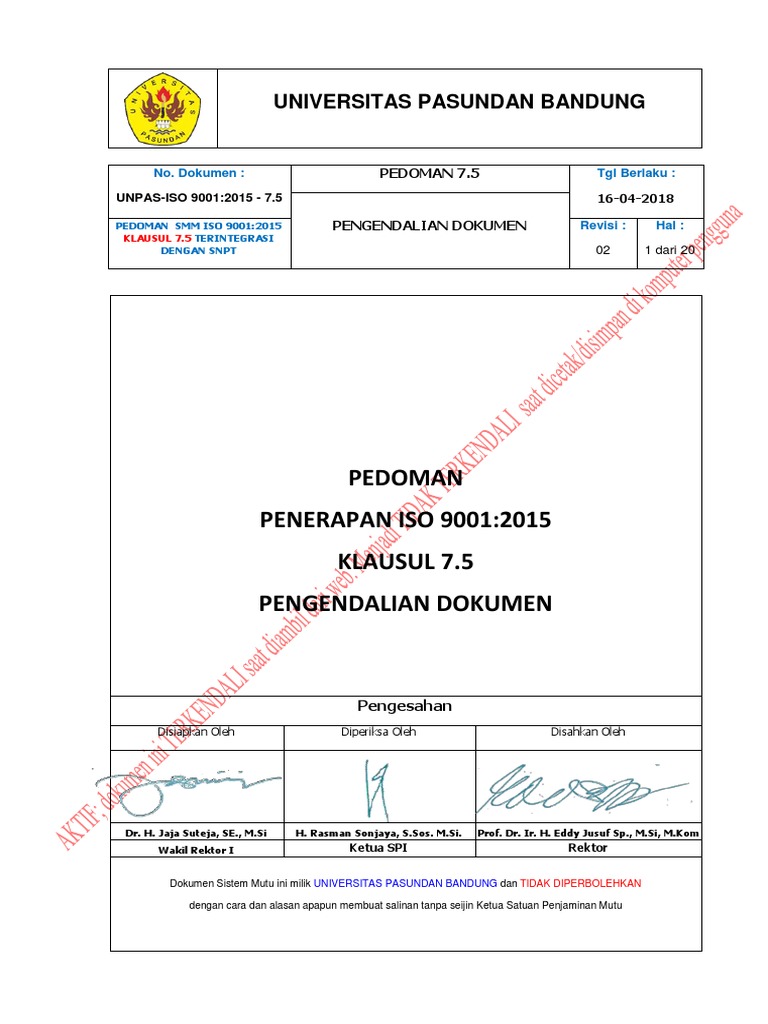 Klausul 7.5. PENGENDALIAN DOKUMEN | PDF | Bisnis | Komputer