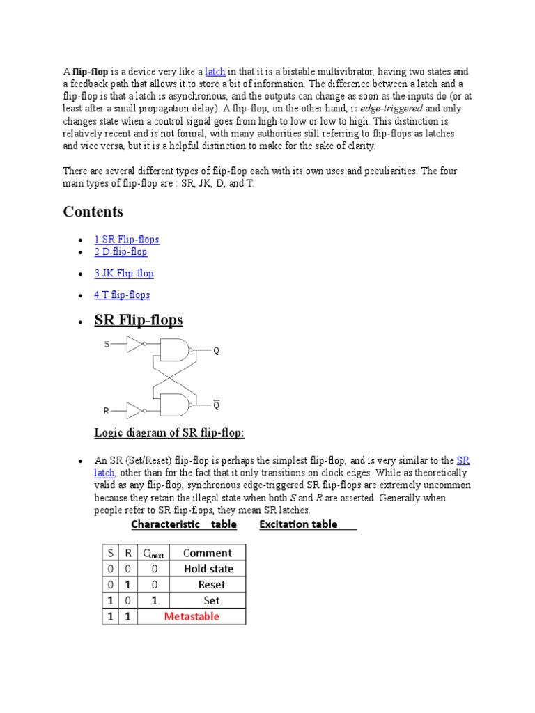 Latch: Logic Diagram of SR Flip-Flop | PDF | Computer Data | Electronic Engineering