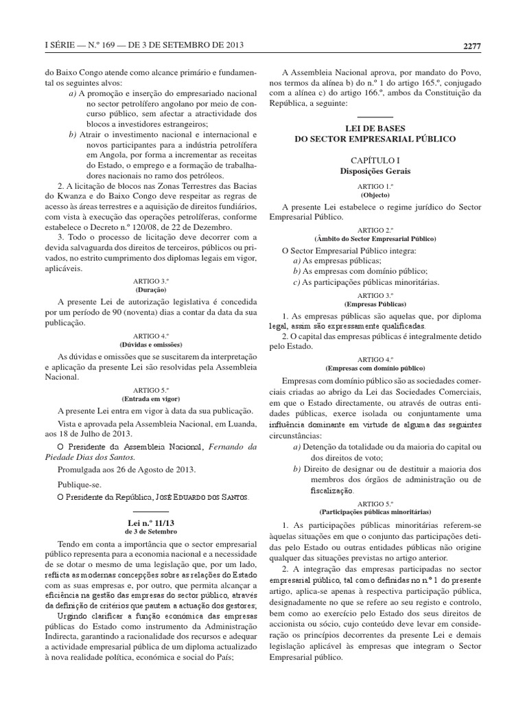 Lei #11 13, de 3 de Setembro | PDF | Estatuto | Ministros (governo)