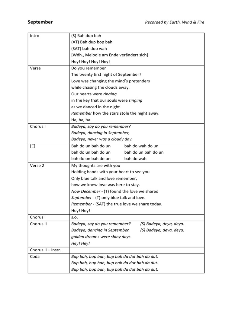 September - Lyrics | PDF