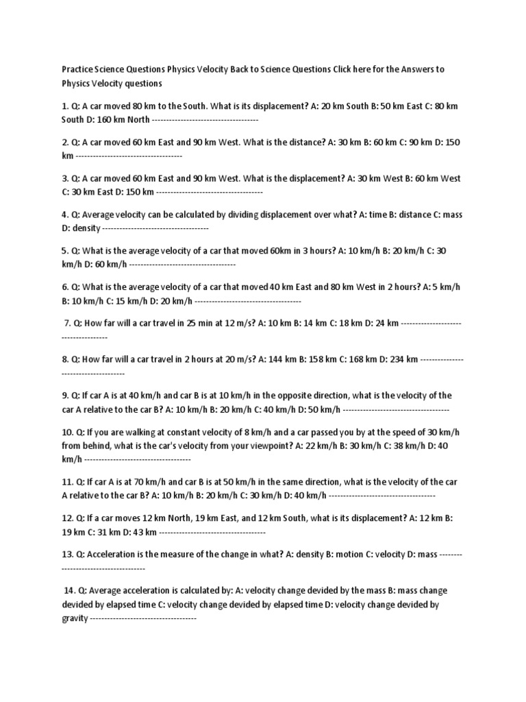 Science | PDF | Velocity | Speed