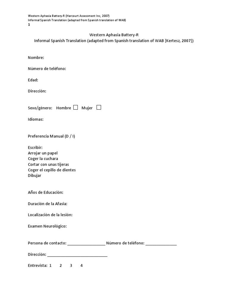 WAB R Spanish Final | PDF | Naturaleza