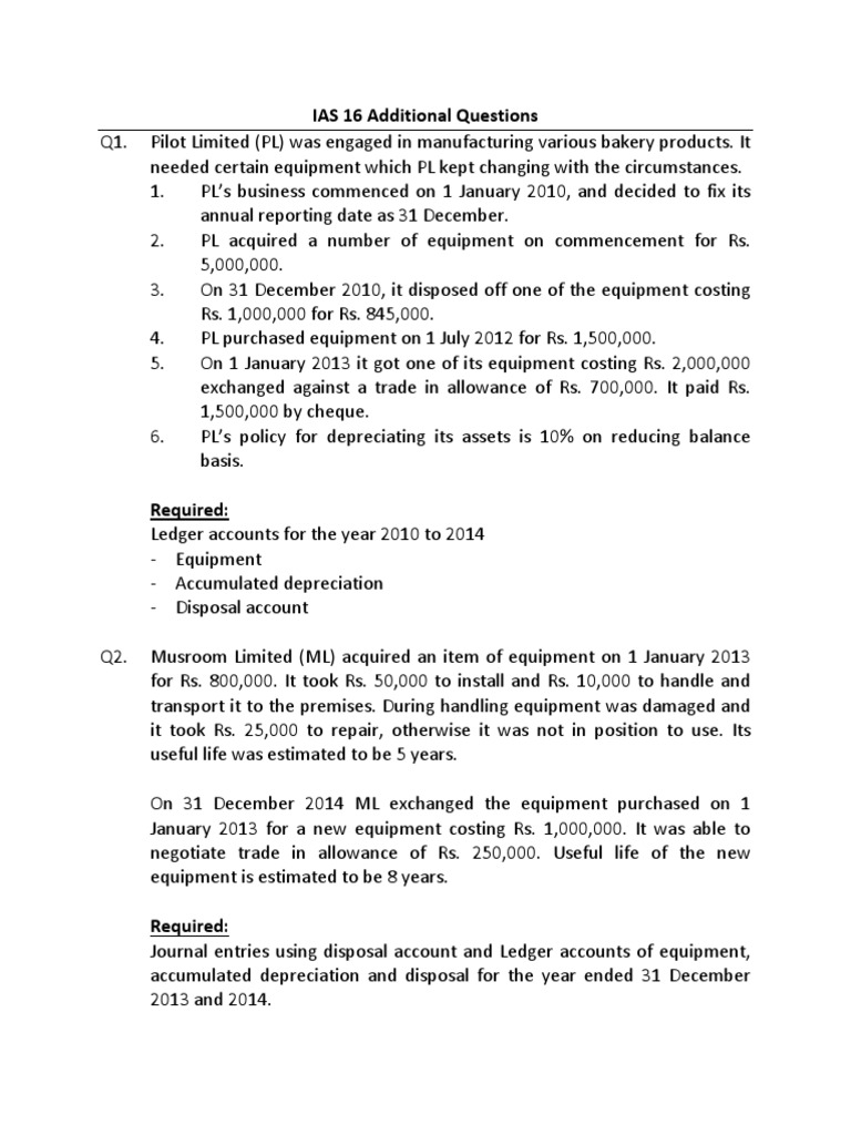 IAS 16 Additional Questions | PDF