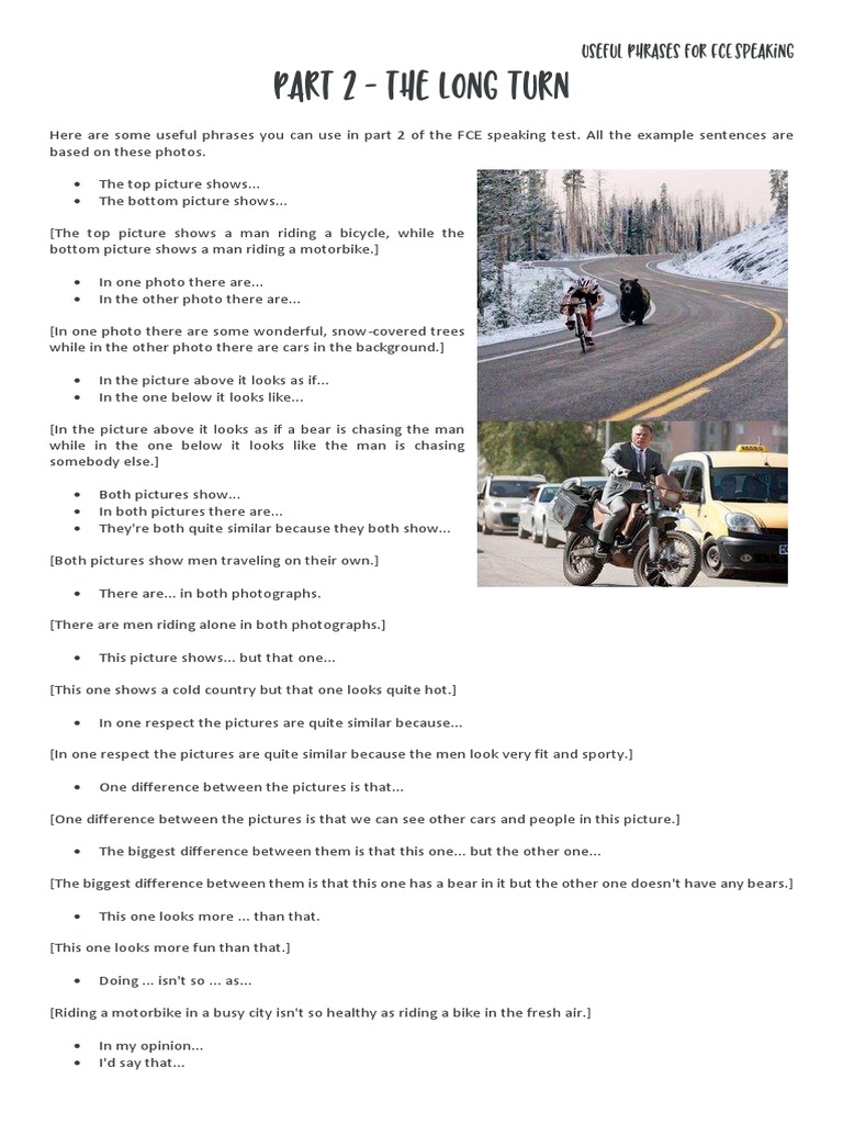 Useful Phrases For FCE Speaking Part 2 | PDF