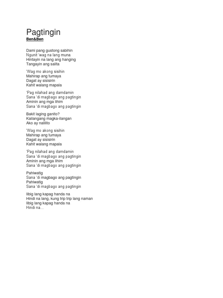 Pagtingin Lyrics | PDF