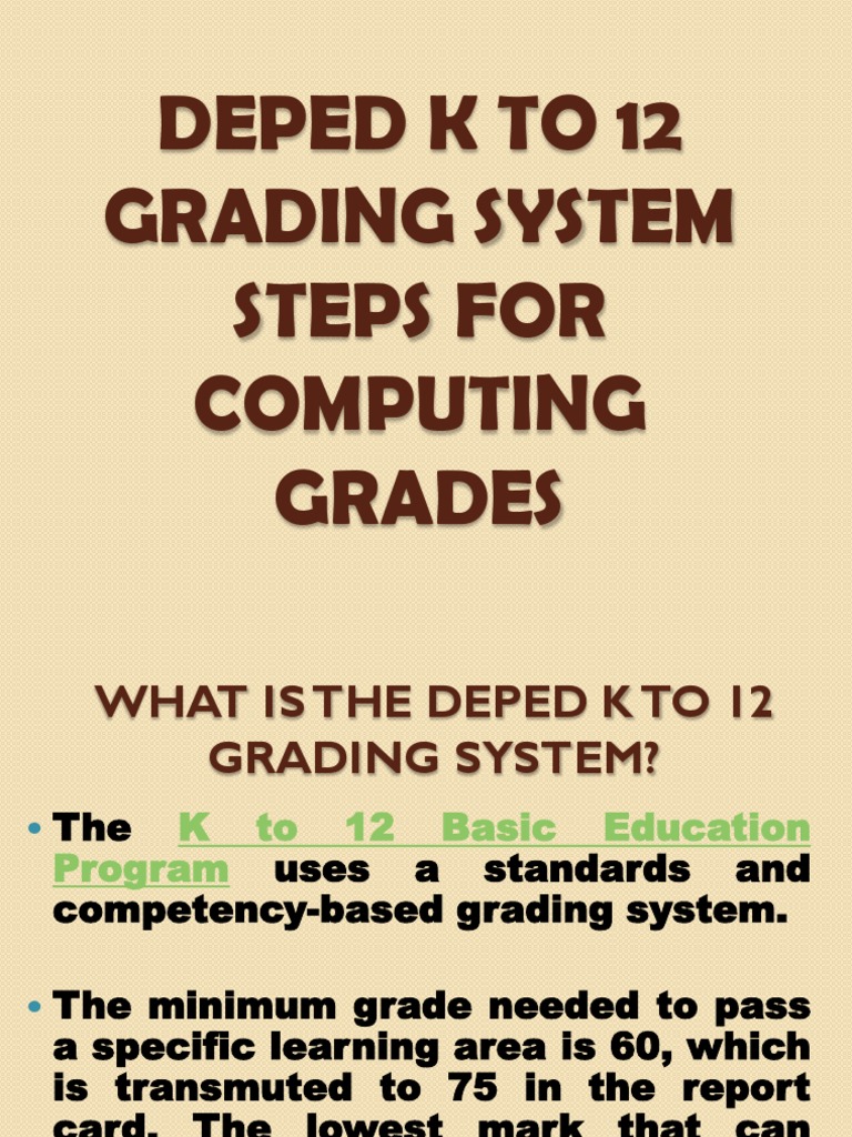 Deped K To 12 Grading System Steps For Computing Grades | PDF ...