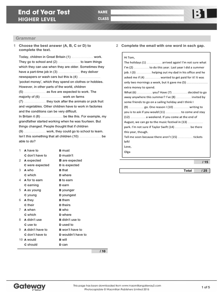 B1 End of Year Test Higher | PDF | Rms Titanic
